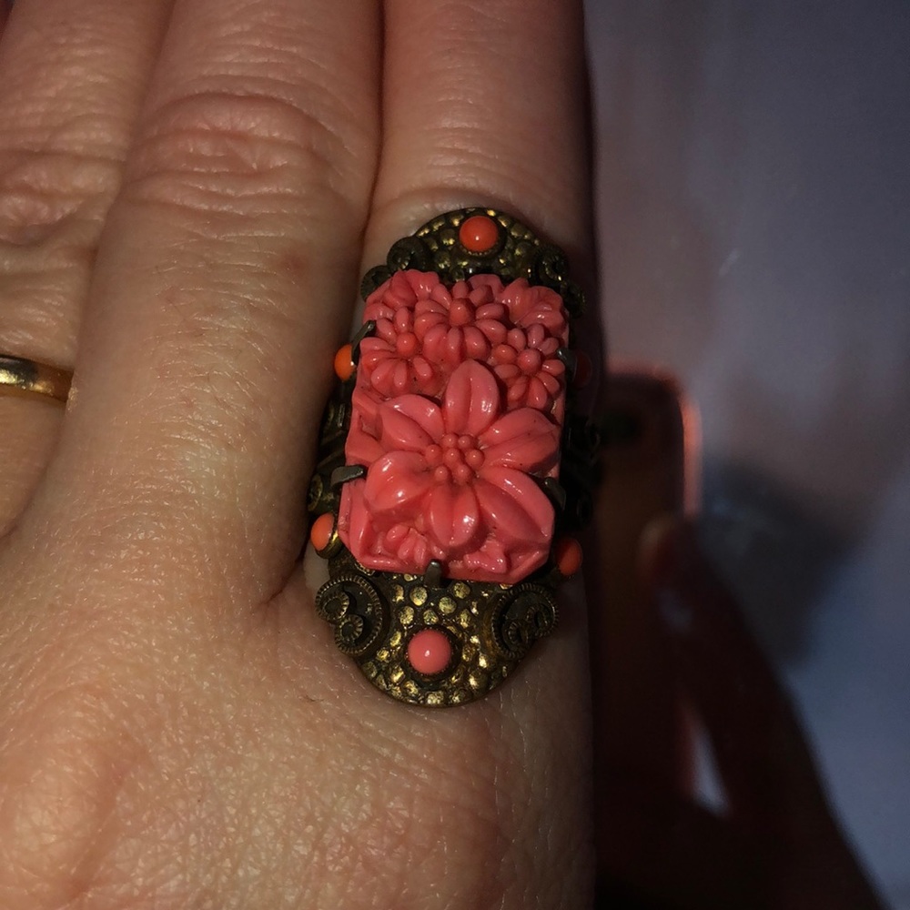 Antique Nemco 1930s Molded Glass Ring - Gem